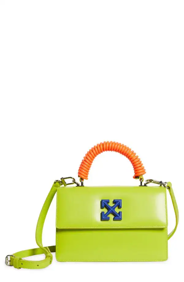 Off-White Jitney 1.4 Leather Top Handle Bag - Light Green